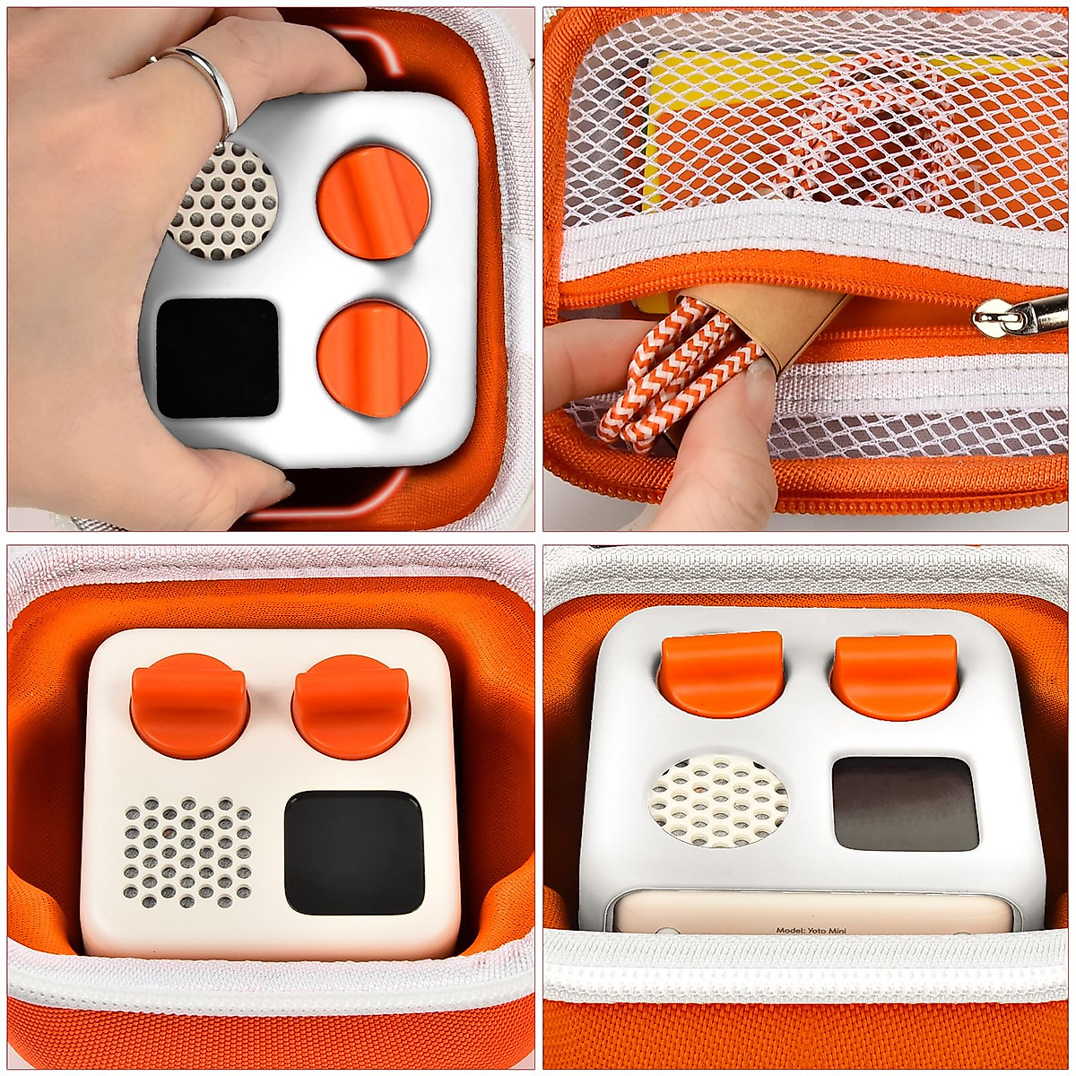 Case Compatible with Yoto Mini – Kids Portable Screen-Free Bluetooth Travel Speaker Player, Holder Bag for Mini Music Player, with Mesh Pocket for USB Cable, Audiobook Story Cards- Orange (Box Only)