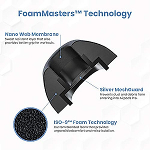 Foam Masters Memory Foam Ear Tips for AirPods Pro 1st & 2nd Gen | 3 Pairs | New Version 4.0 - Black Magic | Comfortable | Secure | Better Noise Cancellation | Replacement Buds (Assorted S/M/L, Black)