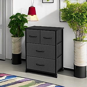 AZL1 Life Concept Dresser Storage Furniture Organizer-Large Standing Chest for Bedroom, Office, Entryway, Living Room and Closet-4 Removable Fabric Drawers, Dark Grey