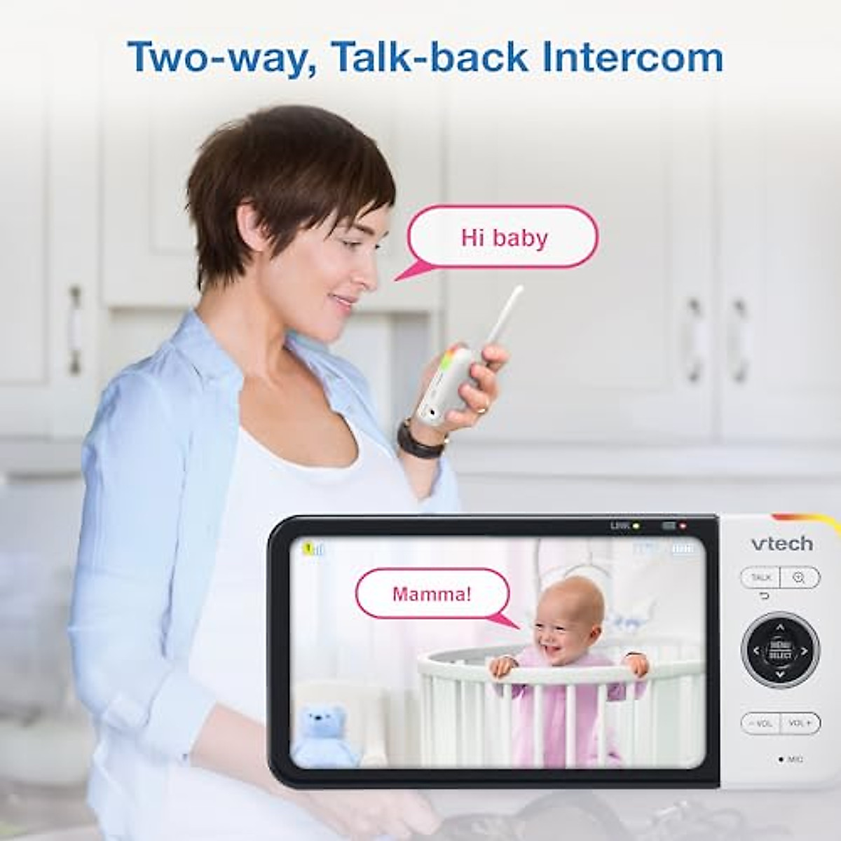VTech VM928HD 5” 720p HD Display, Super 110 Wide Angle View Baby Monitor, Remote Pan-Tilt-Zoom,Night Vision, Up to 1000ft Range, Temperature Sensor, 9 Soothing Sounds & Lullabies,2-way Talk, No WiFi