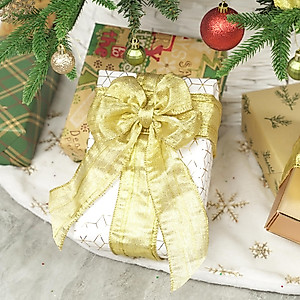 HUIHUANG Gold Wired Ribbon 2-1/2" Metallic Crinkle Gold Christmas Tree Ribbon for Bows Making, Wreath Making Supplies, Gift Wrapping, Holiday Home Decor, Garland, DIY Crafts -10 Yards