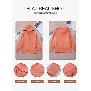 AlavQ Fall Long Sleeve V Neck Pullover Hoodies Sweatshirt With Pockets For Women Tops with Pocket Plus Size Clothing Orange 1X