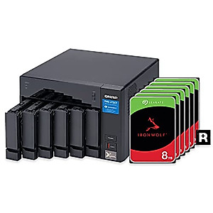 QNAP 6 Bay Thunderbolt NAS with 40TB Storage Capacity, Preconfigured RAID 5 Seagate IronWolf Drives Bundle (TVS-672XT-i3-8G-68S-US)