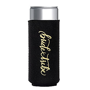 Bride Tribe and Bride Bachelorette Party Skinny Can Sleeves - Insulated Neoprene Drink Holders, Fit Slim Spiked Hard Seltzer Beer Cans Bridal Shower Decorations, Supplies, Favors 11 Piece Set