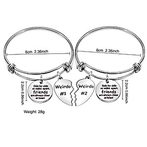 Weirdo Gift,Adjustable Silver Pendant Bracelet For Sisters Best Friend Birthday Christmas Gift