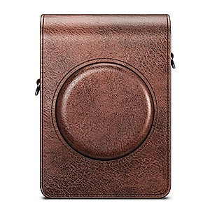 Fintie Protective Case for Fujifilm Instax Mini EVO Camera - Premium Vegan Leather Bag Cover with Removable Adjustable Strap, Vintage Brown