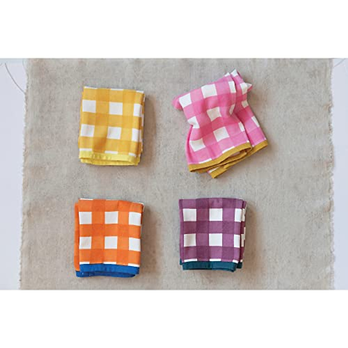 Creative Co-Op Cotton Check Pattern, 4 Colors Tea Towels, 28" L x 18" W x 0" H, Multicolor