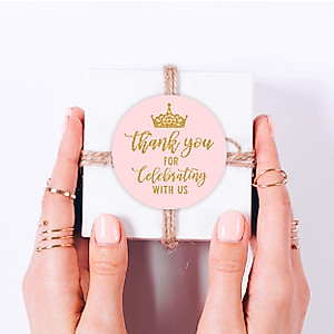 2 Inch Pink Little Princess Thank You Stickers - Girls Baby Shower Favors Labels Decorations - 60 Stickers