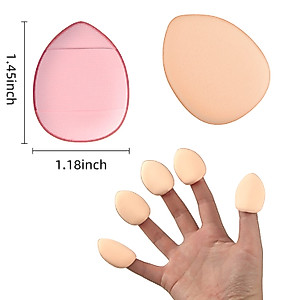bAnpinSH Finger Puff, 12 Pcs Mini Makeup Puff,Suitable For Foundation, Concealer, Eye Shadow,Beauty Makeup Tools (5 Color 1 Set)