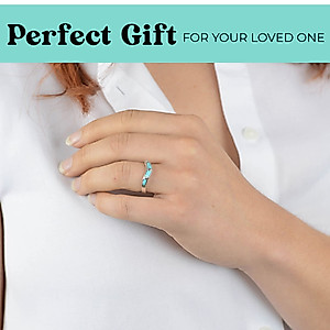 Shop LC Santa Fe Style Turquoise Ring for Women 925 Sterling Silver Band Boho Western Jewelry Gifts for Women Promise Rings Size 8 Birthday Gifts