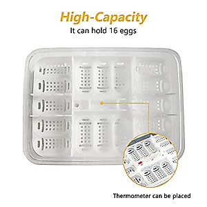 JOBEDE 16 Grids Reptile Breeding Box, Reptile Egg Incubator Professional Plastic Reptile Breeding Box Hatching Box Case Tray for Hatching Gecko Lizards Lions Mane Without Thermometer