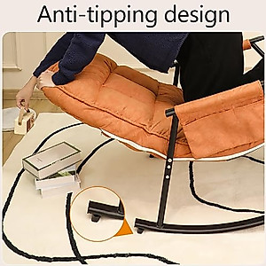 Rocking Chair Oversized Rocker With Armrest, Padded Cushion Comfy Outdoor Patio Chairs Camping Chairs, Recliner Chair With Steel Frame For Patio, Backyard, Balcony, Porch, Load Capacity 150KG ( Color