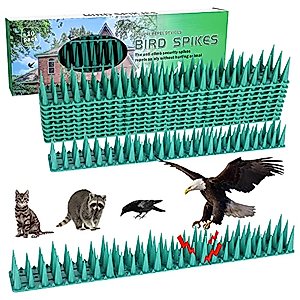 TAISHAN Bird Spikes,10 Pack Plastic Squirrel Raccoon Pigeon Cat Animal Deterrent Spikes for Anti Outdoor Outside to Keep Birds Away,Anti Fence Railing and Roof, Green