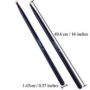 Antner 3 Pairs Drum Sticks 5A Classic Maple Drumsticks Wood Tip Drumstick for Student and Adult, Black/Red/Blue