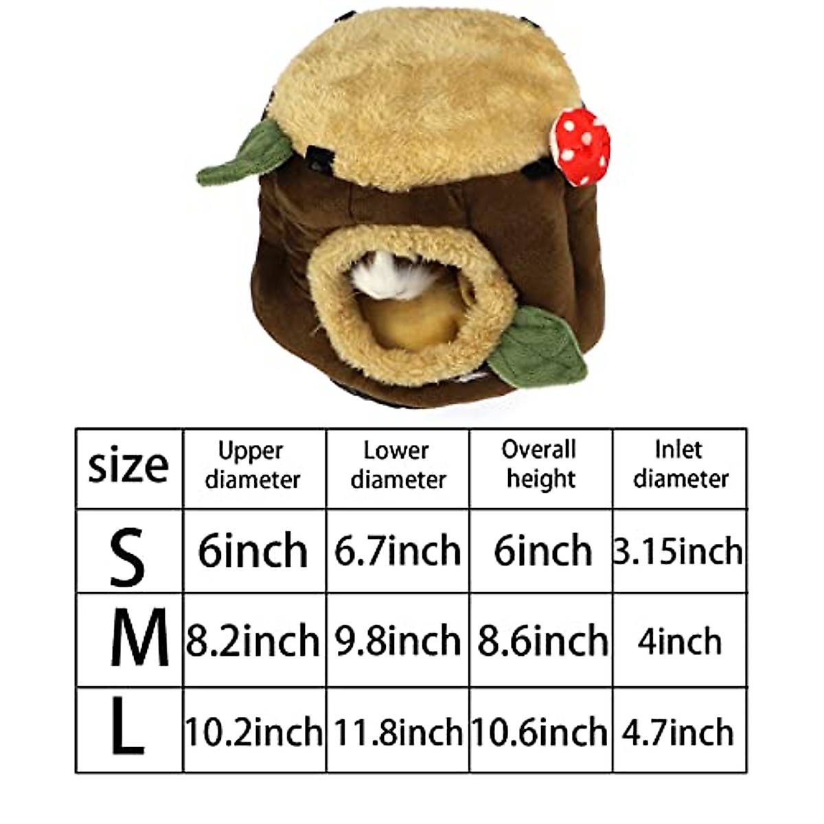 Toysructin Guinea Pig Bed, Warm Small Animal Pet Hideout House Cave Soft Tree Stump Shape Hamster Hanging Hammock, Cozy Chinchilla Hedgehog Habitat House Cage Accessories for Hamsters Rabbits Bunny