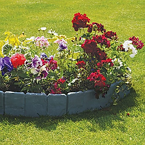 10 Pcs Garden Border Grey Stone Effect Lawn Edging Plastic Plant Fence Plastic Hammer in Plant Lawn Border Support Structures for Flower Bed Grass Bordering