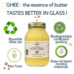 The Ghee Co. - 32 Fl Oz, Grass Fed Ghee, Non GMO, Kosher and Halal, Paleo & Keto friendly, Lactose & Casein Free, Made homestyle, Glass jar