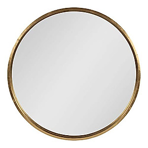 Kate and Laurel Travis Round Wood Wall Mirror, 31.5" Diameter, Gold, Modern Glam Wall Décor Accent
