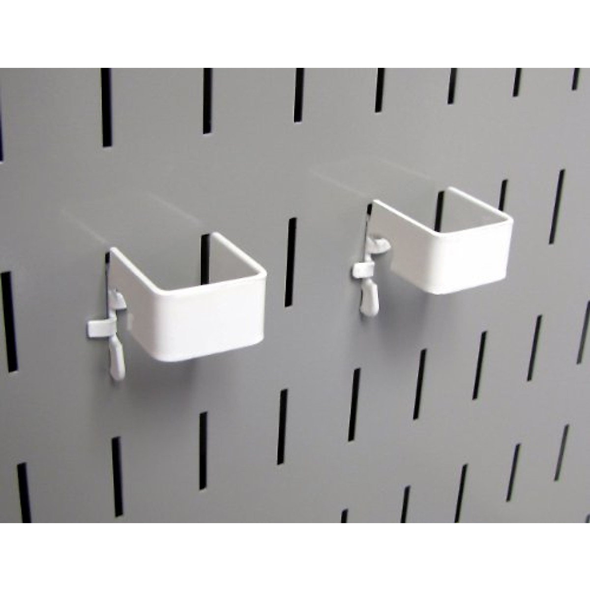 Wall Control Pegboard 1in x 1in C-Bracket Slotted Metal Pegboard Hook for Wall Control Pegboard and Slotted Tool Board – White