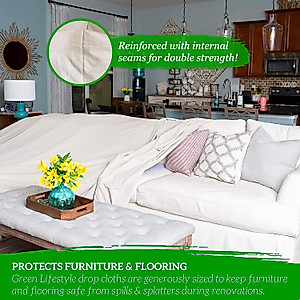 All Purpose Canvas Drop Cloth - Canvas Tarp, Canvas Fabric Drop Cloth Curtains, Drop Cloth for Painting, Floor & Furniture Protection, Painters Drop Cloth, Paint Drop Cloth (Canvas Sheet 4x50)