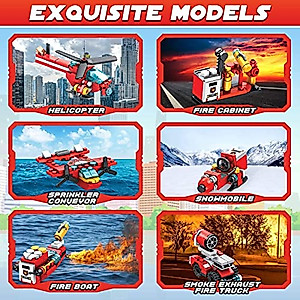 Innorock Construction Building Toys for Kids - 25 in 1 Fire Truck Boat Helicopter Car Toy Building Blocks Model Kit Educational STEM Activities Gifts for Boys Girls Teen Age 6 7 8 9 10 11 12 Year Old