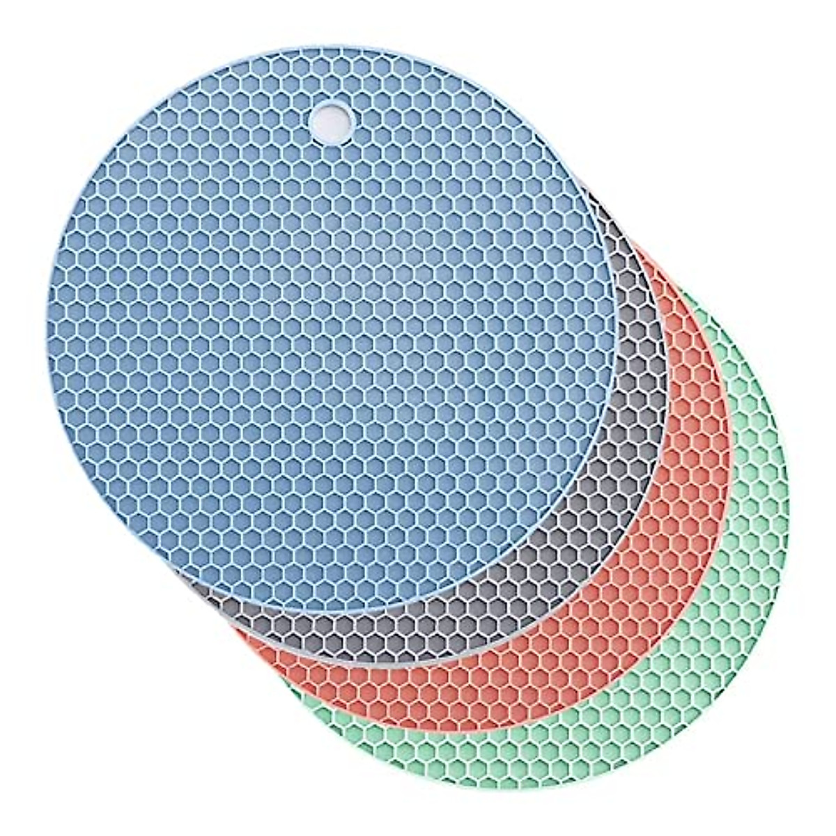 Circular Silicone Trivet Mat Hot Pot Heat Insulation Pad Multi-Function Cellular Silicone Hot Pad Non-Slip Placemats 4 Pack