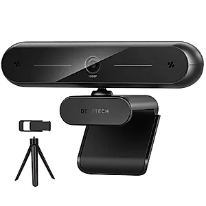 DEPSTECH Webcam with Microphone for Desktop, DW10 USB Webcam 1080P, Web Cameras for Computers, Computer Camera with Microphone for PC, Desktop, Laptop, Streaming Webcam with Cover Slide & Tripod