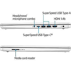 2022 HP Premium 14-inch HD Thin and Light Laptop, Intel Dual-Core Processor, 32GB RAM, 64GB Storage, Long Battery Life, Webcam, Bluetooth, HDMI, Wi-Fi, White, Windows 11 + 1 Year Microsoft 365