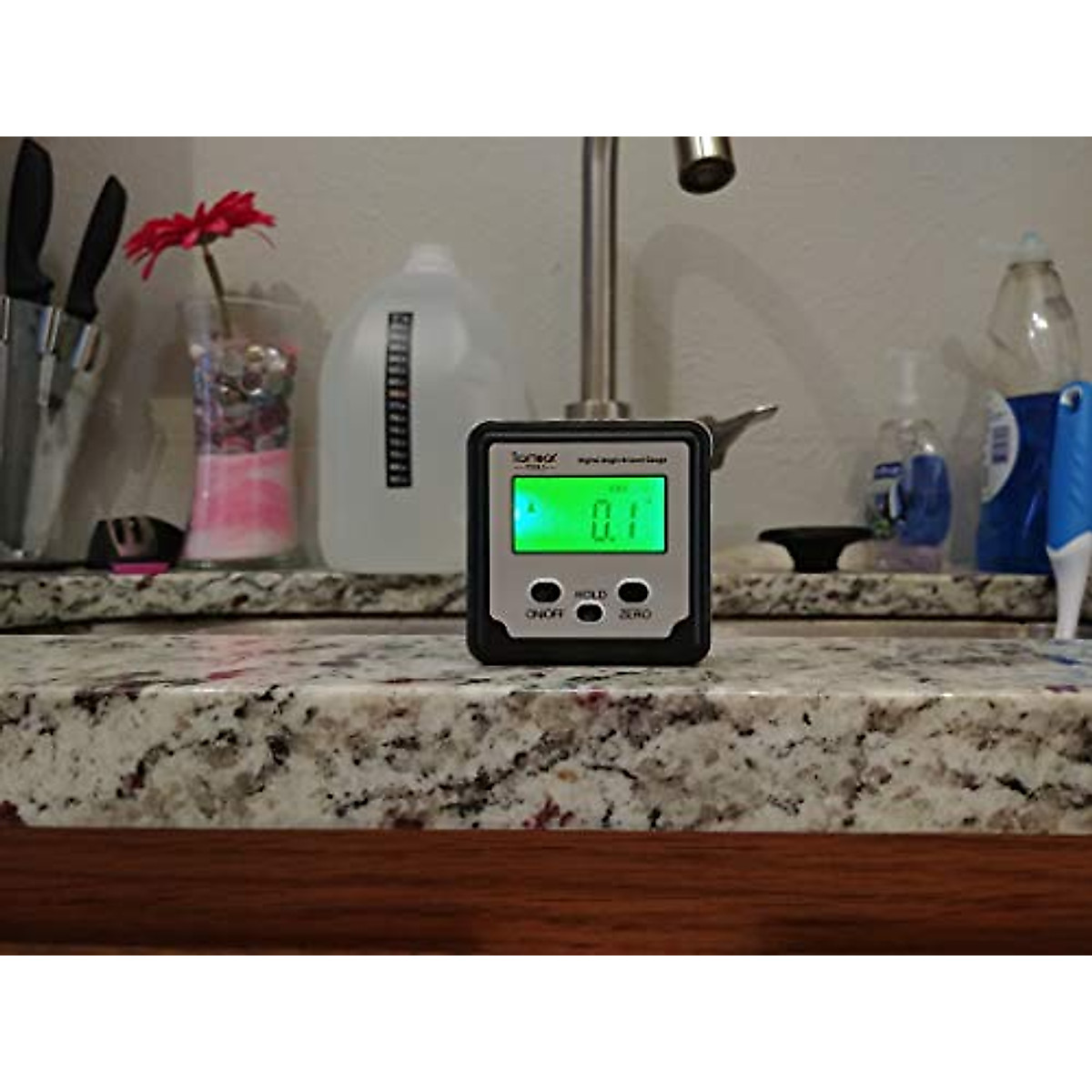 Digital Angle Finder by TickTockTools - Magnetic Mini Level and Bevel Gauge - Woodworking with Table or Miter Saw - Inclinometer - Precise Measurement Tool with LCD and Backlight - 180 Degree Rotation