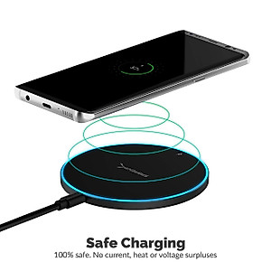 SABRENT 10W qi Wireless Fast Charger Charging Pad, Universally Compatible with All qi Enabled Phones [AC Adapter Not Included] Black (WL-QIFC)