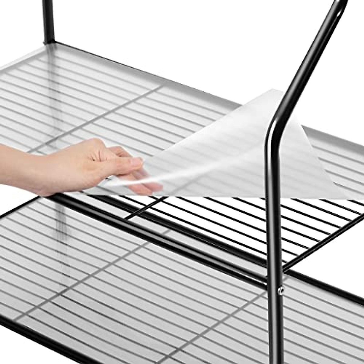 OSGP Heavy Duty Commercial Grade Clothing Garment Rack, 2-Tier Entryway Metal Coat Rack and Shoe Bench Storage Stand with Single Rod and 4 Hooks for Home Office Bedroom Max Capacity 66.1lbs, Black