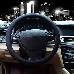 Valleycomfy Microfiber Leather Steering Wheel Cover Large-Size for F150 F250 F350 Ram 4Runner Tacoma Tundra Range Rover Model S X with 15 1/2 inches-16 inches Outer Diameter (Black)