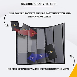 Card Guardian - 9 Pocket Premium Binder with Zipper for 360 Cards Trading Card Games TCG (Black) - Side Loaded Pockets - Compatible with Yugioh Cards MTG Binder Sports Card Binder