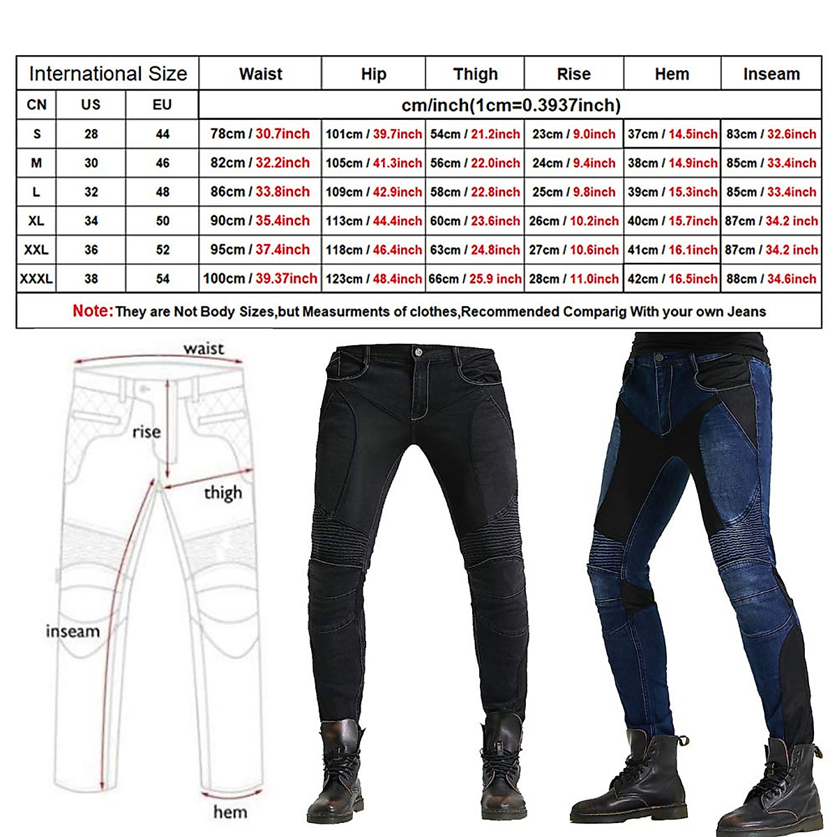 Summer Mesh Motorcycle Riding Jeans with Armor Motocross Racing Slim Stretch Pants (L=32, Black)