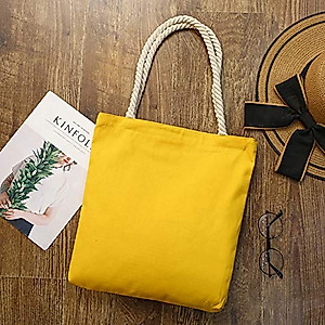 Zipper Canvas Tote Bag with Inner Pocket, Portable and Ecofriendly, Cat-yellow, 14.6" x 13.6" x 2?