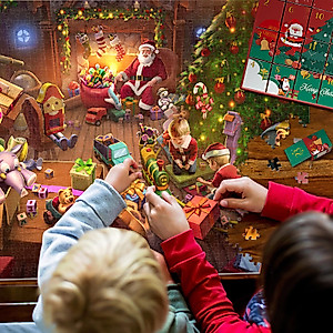 Jigsaw Puzzle Advent Calendar 2024 for Kids and Adults - 1008 Pieces Puzzle 24 Days Christmas Countdown Calendar - Family Game Christmas Gifts for Kids Adults - Christmas Toy House(27.56 x 19.68 Inch)