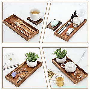 Farmhouse Wooden Vanity Tray Small Rectangle, Rustic Bathroom Tray Bathroom Organizer, Cosmetics Holder for Tissue Towel Jewelry Ring Dish Dresser Perfume, Decor Box (Brown, 4.8" W11.5 Lx1.2 H)