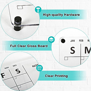 QUEENLINK Acrylic Calendar for Wall, 16"×24" Acrylic Wall Calendar Large Acrylic Board for Wall, Clear Dry Erase Board Wall Mount Familiy Planner（Black）