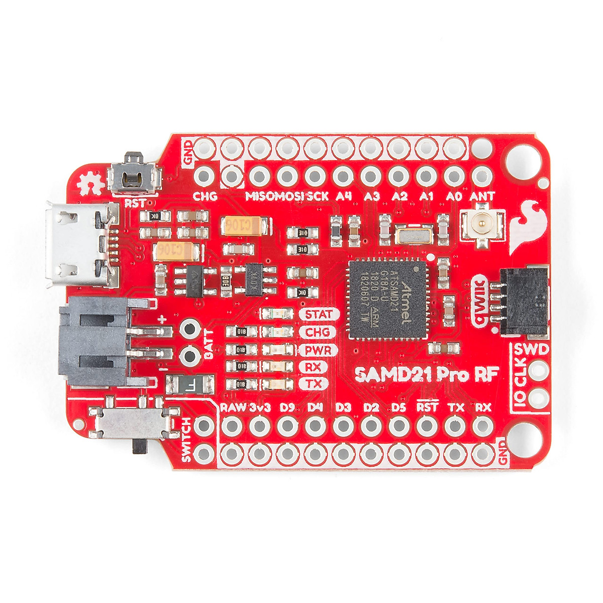 SparkFun Pro RF - LoRa, 915MHz (SAMD21) - Wireless Board Easy-to-use IoT Qwiic Enabled microcontroller 915MHz ISM Band Reinforced Micro-B USB Connector Included u.FL Antenna Connector
