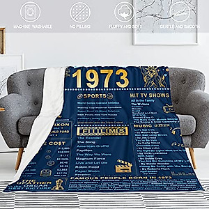Shanfeirui 50th Birthday Gifts for Women, 50th Birthday Gifts for Men, 50th Birthday, 50th Wedding, 50th Wedding Ideas, Back in 1973 Gifts Blanket 50 × 60 inches