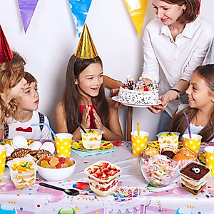 Qyyiguf 50 Pcs 12Oz Plastic Dessert Cups with Lids and Spoons,Square Parfait Cups,Disposable Cake Container for Cupcake,Pudding,Snacks,Fruits,Mousse,Ice Cream