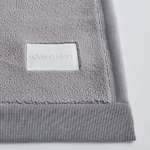 Calvin Klein Sherpa Rib Knitted 1 Piece Throw, 40 X 60 Inch, Man Made Fibre (Grey)