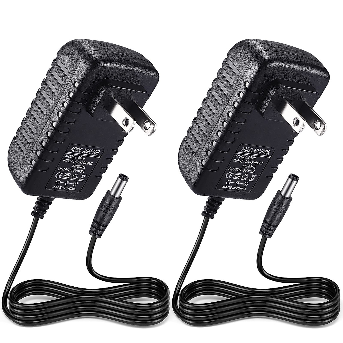 TOBWOLF 2PCS 5V 2A Power Supply Adapter, DC 5V 10W Switching Power Adapter, AC 100V-240V to DC 5 Volt 2 Amp Universal Switching Transformer, 5.5 x 2.5mm Plug for Router, CCTV Camera, Cordless Phone