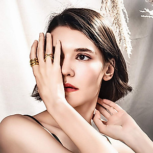 WISTIC X Criss Cross Rings Statement Rings Parallel Bar for Men and Women Touch of Luxury Fashion Effortlessly Cocktail Charming Enhancer Finger Jewelry (Gold, 10)