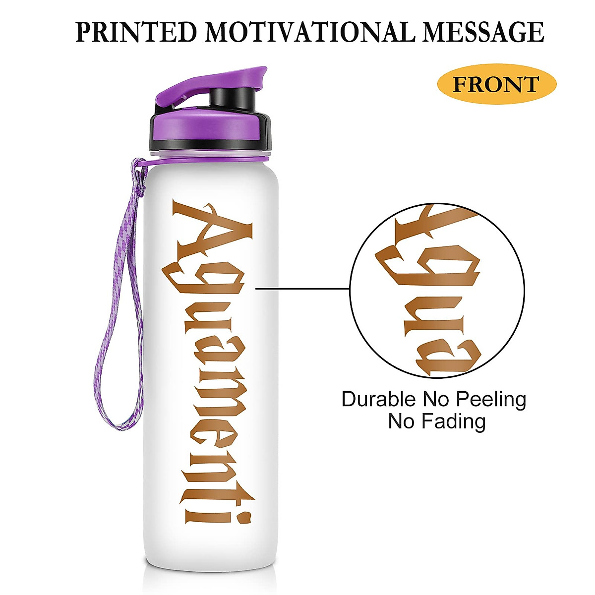 LEADO 32 oz 1 Liter Motivational Tracking Water Bottle with Times to Drink - Aguamenti - Funny Mothers Day, Birthday Gifts for Women, Men, Friends, Coworkers, Mom, Dad, Wife, Husband, Sister