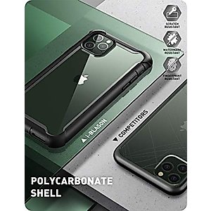 i-Blason Ares Case for iPhone 11 Pro Max 2019 Release, Dual Layer Rugged Clear Bumper Case with Built-in Screen Protector (Black)