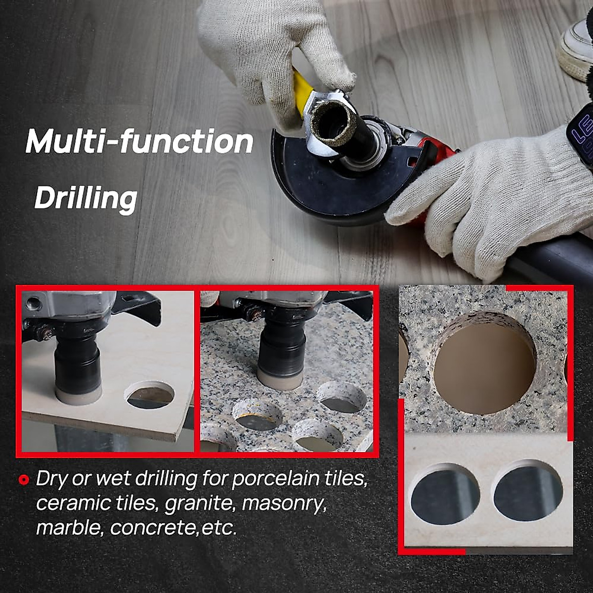 DT-DIATOOL Daimond Core Drill Bit 6 Inch Vaccum Brazed Hole Saw with 5/8"-11 thread Drilling for Procelain Tile Ceramic Stoneware Marble Granite Stone Brick
