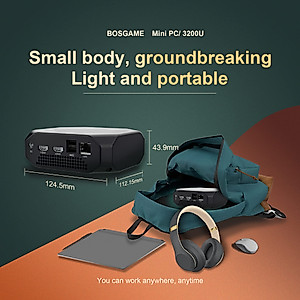 BOSGAME Mini PC AMD Ryzen 3 3200U(up to 3.5Ghz), Mini Computers W11 Pro 8GB DDR4 RAM 256GB NVMe SSD, Mini Desktop PC 4K@60Hz Dual HDMI/Type-C/WiFi 5 /BT 4.2