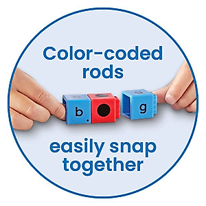 hand2mind Reading Rods Alphabet & CVC Words, Word Building Activities, Letter Blocks, CVC Words for Kindergarten, Spelling Toys, Reading Tools for Kids, Science of Reading Manipulatives