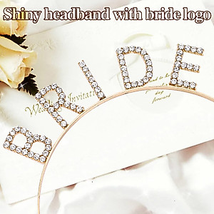 KALIONE Bride Headband Bride Crown, Rhinestone Crown Headband for Women,Elegant Crown Head Bands, Bridal Headband for Bachelorette Party Headbands(Rose Red)